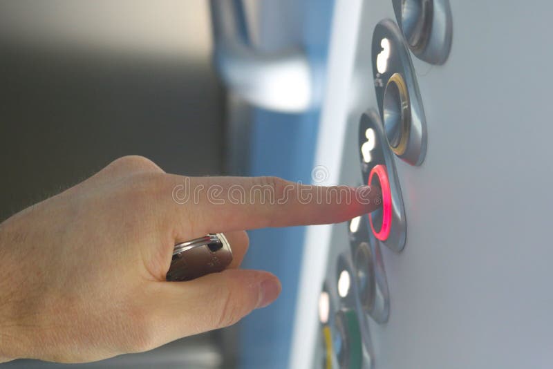 Man Pressing Lift Button, Hand Close Up Stock Image - Image of ...