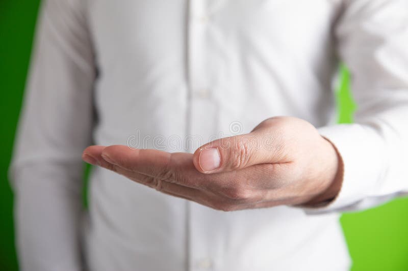 Young Caucasian Man Showing Empty Hand Stock Photo - Image of empty ...