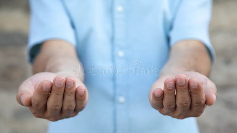 Young Caucasian Man Showing Empty Hands Stock Image - Image of palm ...