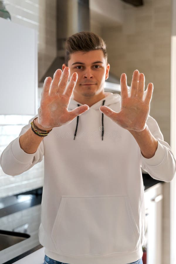 Man lathered hands stock image. Image of person, clean - 244434543