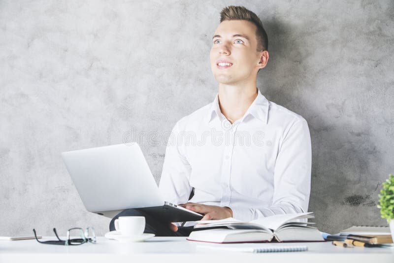Young Caucasian Man Working on Project Stock Image - Image of ...