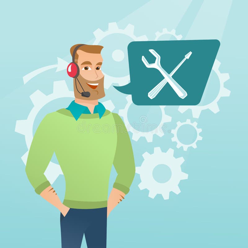 Young Caucasian Technical Support Operator. Stock Vector - Illustration ... Young Caucasian Technical Support Operator. Stock Vector - Illustration ...