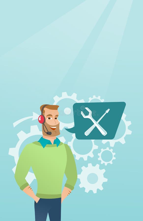 Young Caucasian Technical Support Operator. Stock Vector - Illustration ...