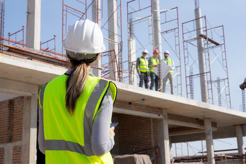 Young Caucasian Woman Engineer Command and Control Labor or Coworker ...