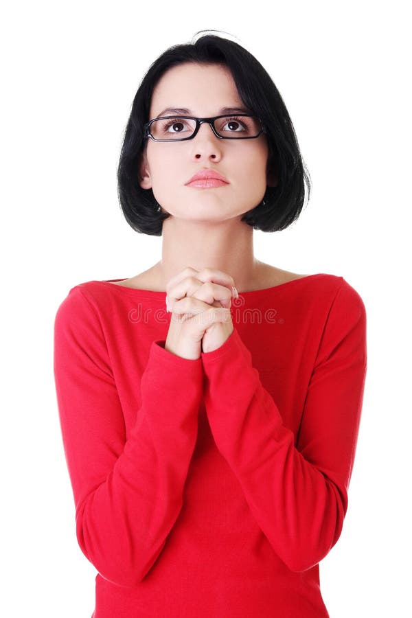 Portrait of a Young Caucasian Woman Praying Stock Photo - Image of ...