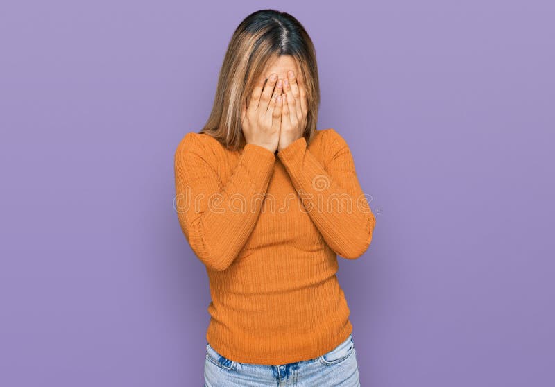 Young Caucasian Woman Wearing Casual Clothes With Sad Expression