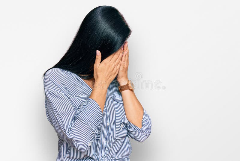 Young Caucasian Woman Wearing Casual Clothes With Sad Expression