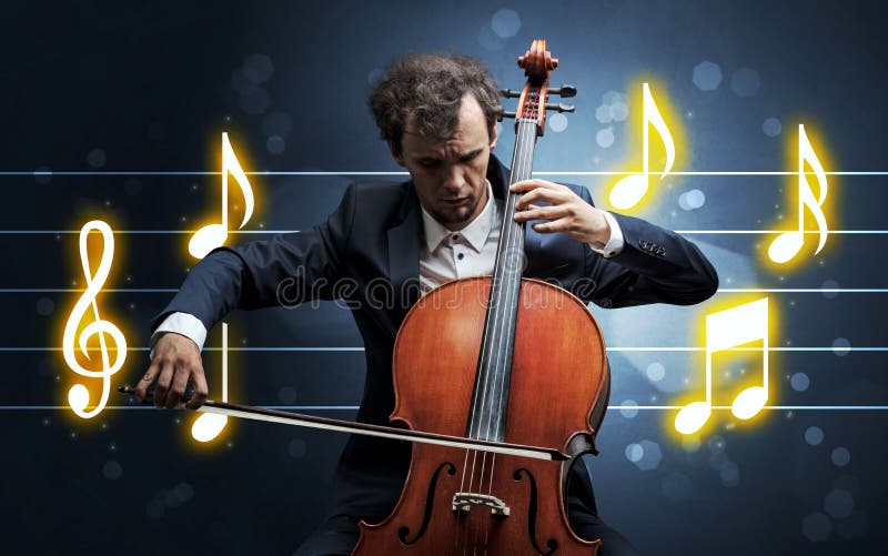Young Cellist with Music Sheet Stock Image - Image of line, musician ...