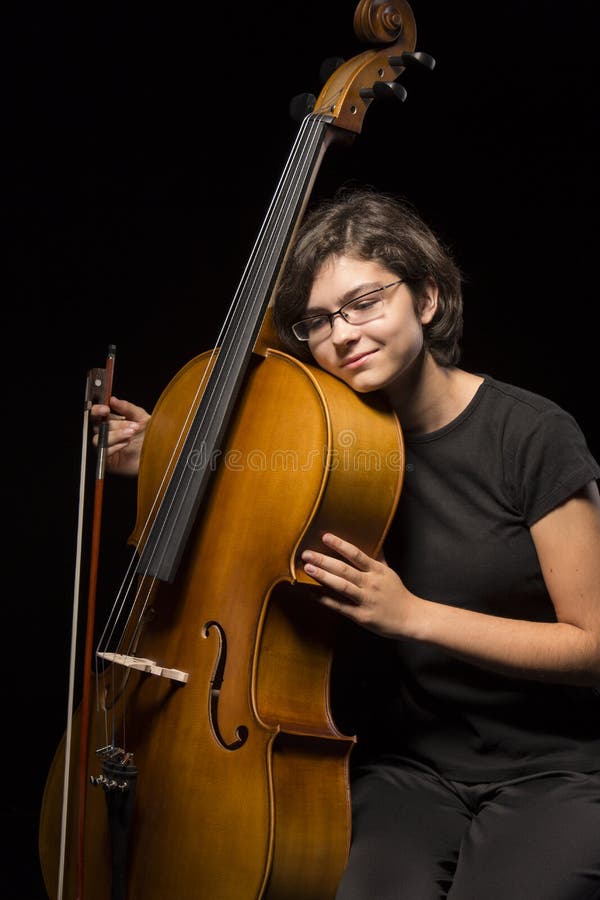 Smiling Cellist Playing Her Old Cello Stock Image - Image of performer ...