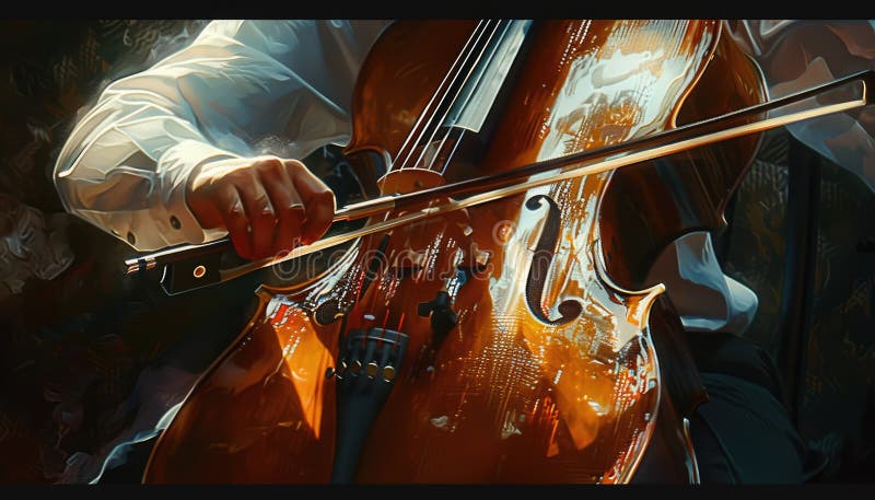 A Young Cellist is on Stage, Playing a Classical Music Piece with Focus ...