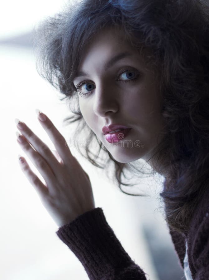 Young Charming Brunette Posing Standing Stock Image - Image of ...