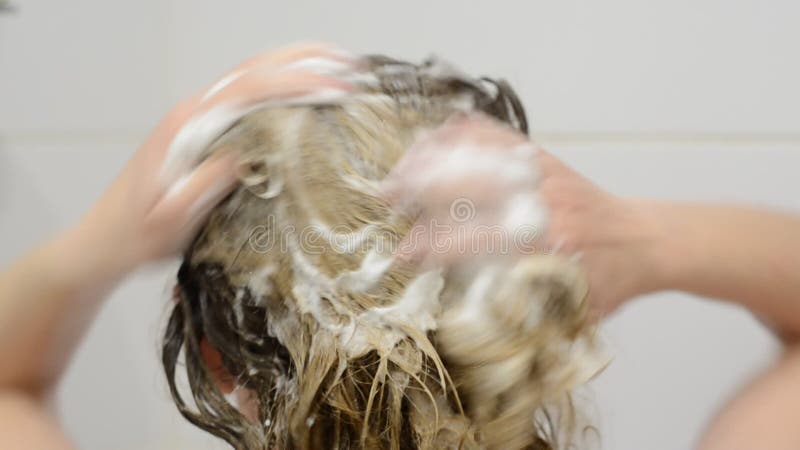 Young Charming Girl Washes Shampoo in the Shower Stock Video - Video of ...