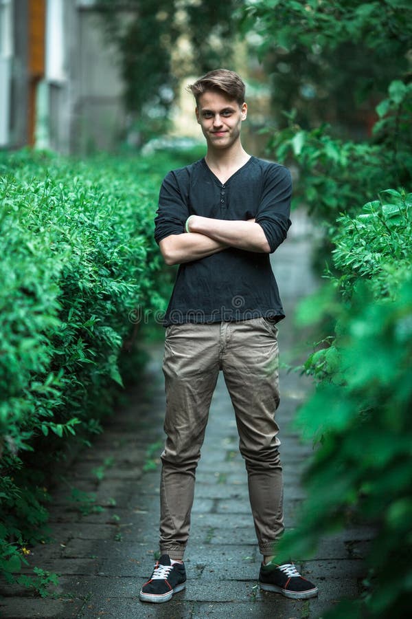 Young Charming Guy Standing in the Street. Stock Image - Image of ...