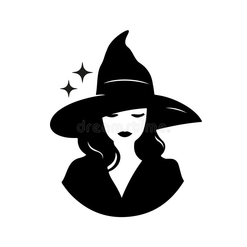 Young Charming Witch Silhouette Portrait, Vector Illustration Stock ...