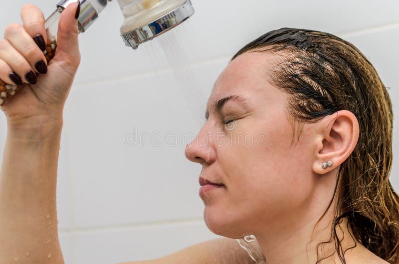 Young Charming Woman Washes in the Shower Stock Photo - Image of ...