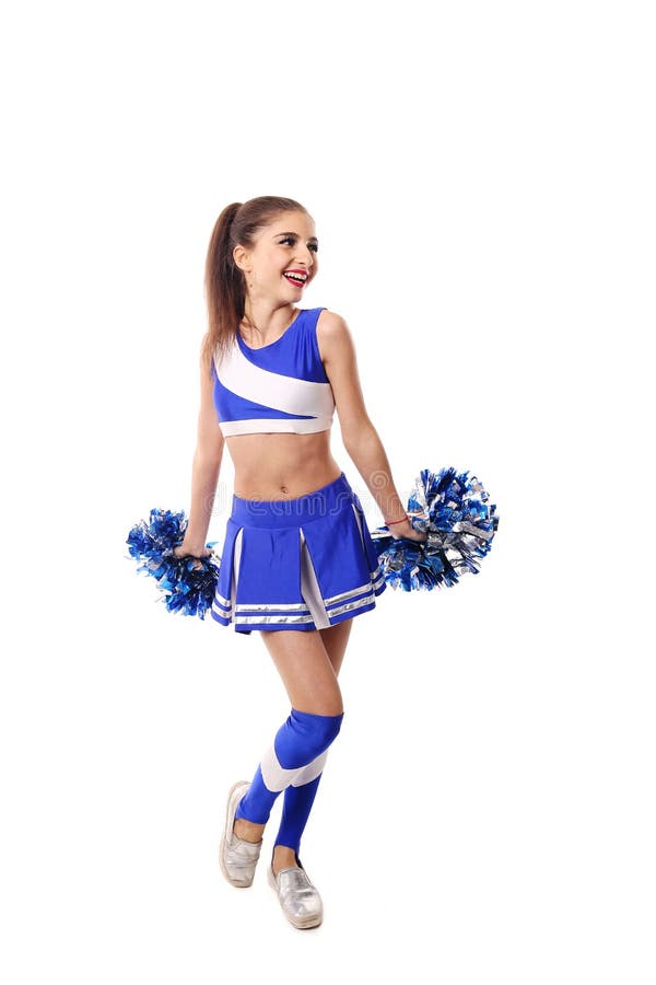 Cheerleader with Blue Outfit Stock Photo - Image of dress, blue: 16192506