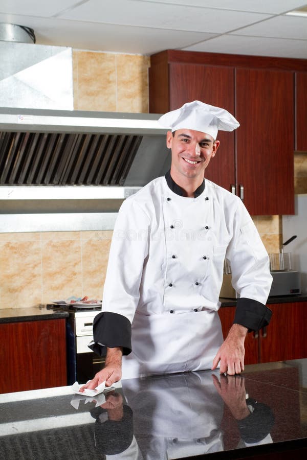 Chef cleaning stock photo. Image of business, cheerful - 14985220