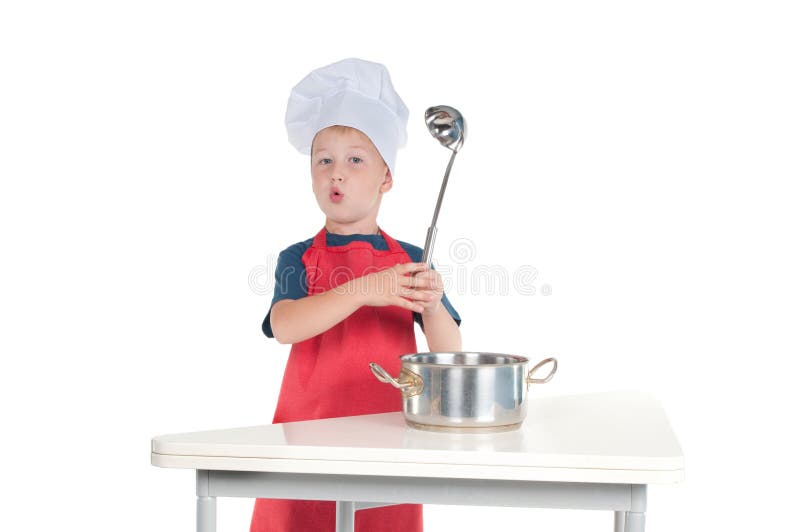 Young Chef stock image. Image of childhood, ladle, chef - 16728549