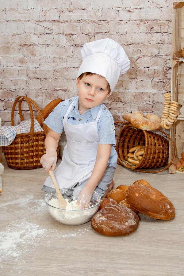 The young chef stock photo. Image of dough, young, basket - 80058908