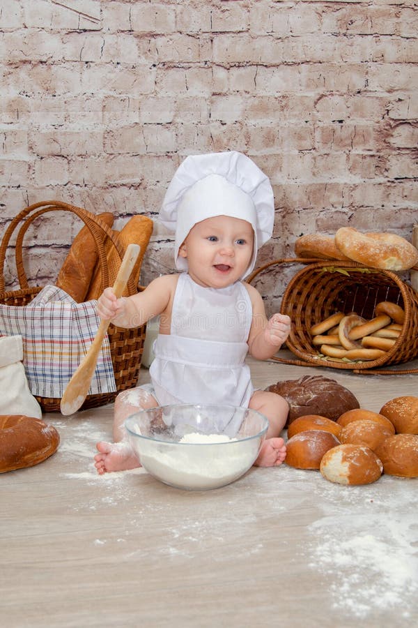The young chef stock photo. Image of bread, baking, apron - 80058980
