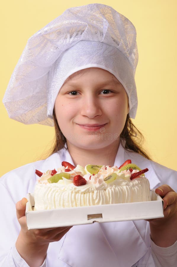 Young chef with cake stock image. Image of sweet, girl - 13525285