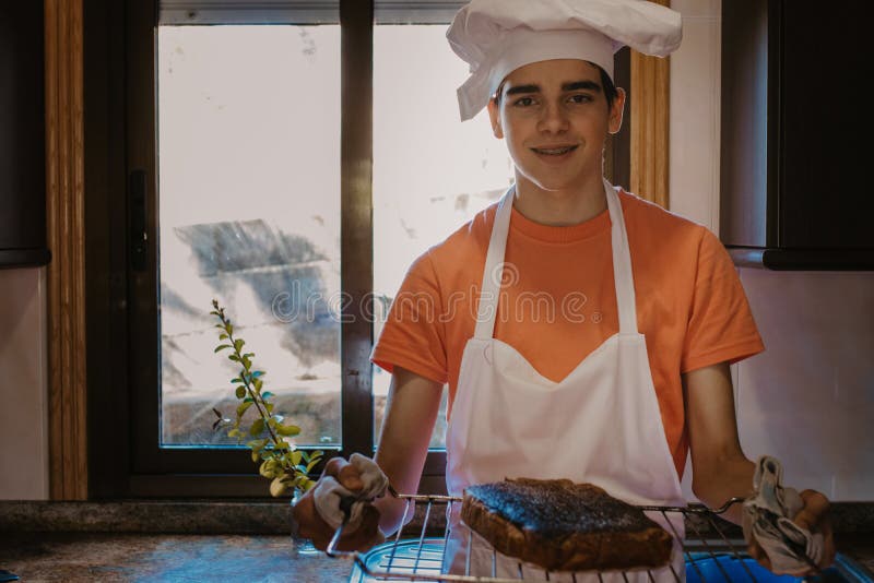 Young Chef with Freshly Made Sweet Stock Image - Image of cooking ...