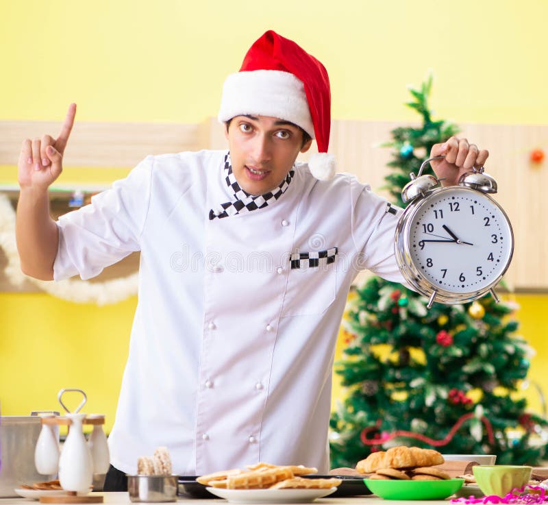 Young Chef Husband Working in Kitchen at Christmas Eve Stock Photo ...