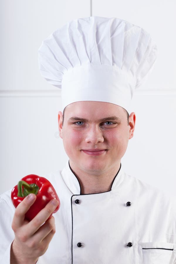 Young chef with pepper stock image. Image of recipe, pepper - 41343395