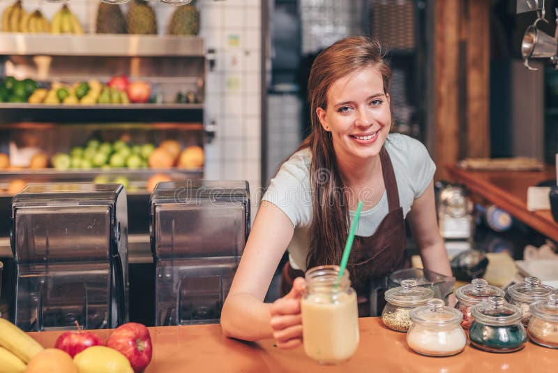 Young chef with smoothies stock image. Image of restaurant - 123210341