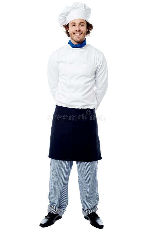 Young Chef Standing with Hands Behind Stock Image - Image of neck ...