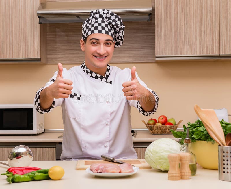 Young Chef Working in the Kitchen Stock Photo - Image of plate, home ...