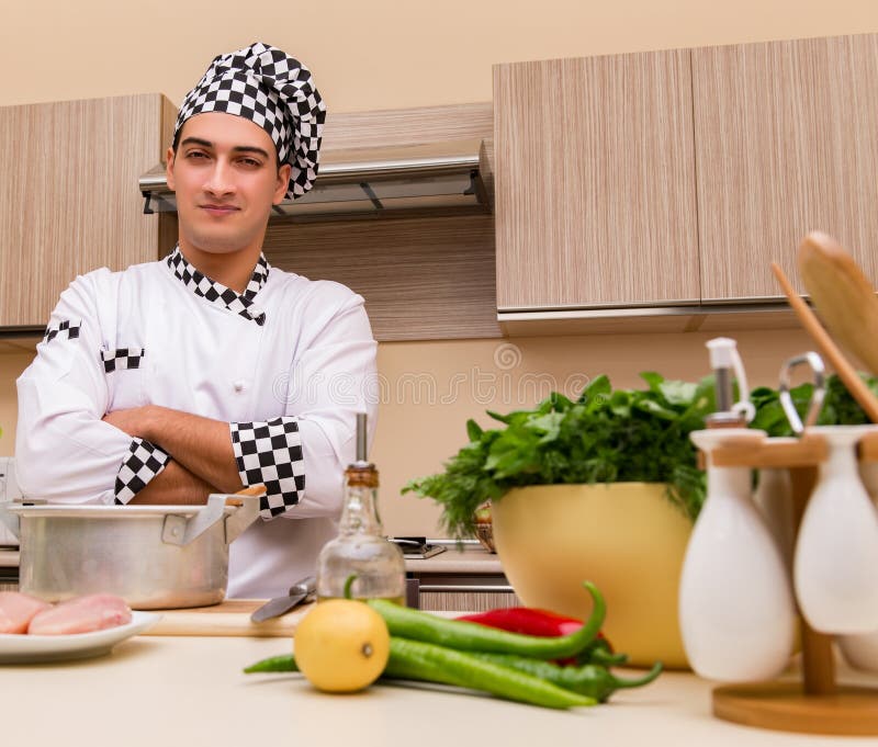 Young Chef Working in the Kitchen Stock Image - Image of healthy ...