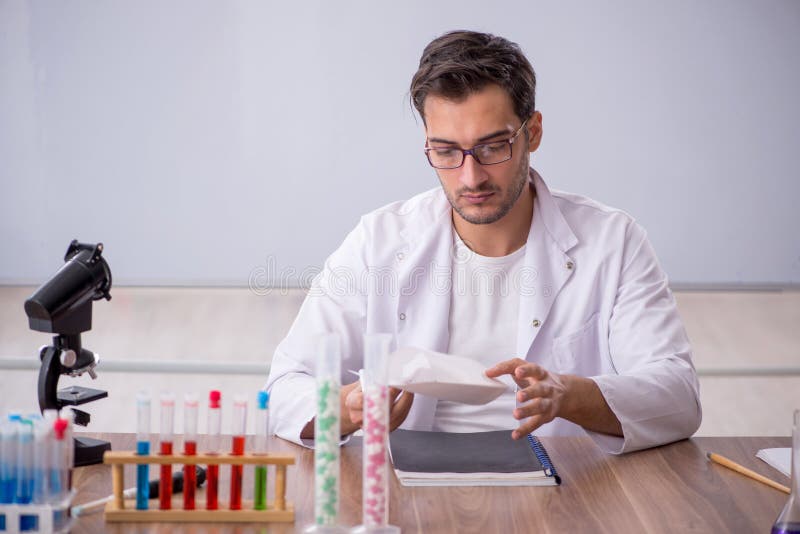 Young Male Chemist in Front of White Board Stock Image - Image of ...