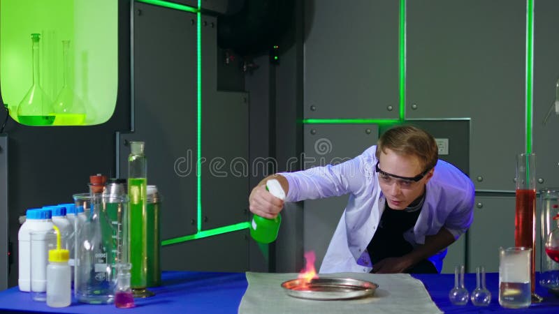 Young Chemist Making Experiments in Laboratory Stock Footage - Video of ...