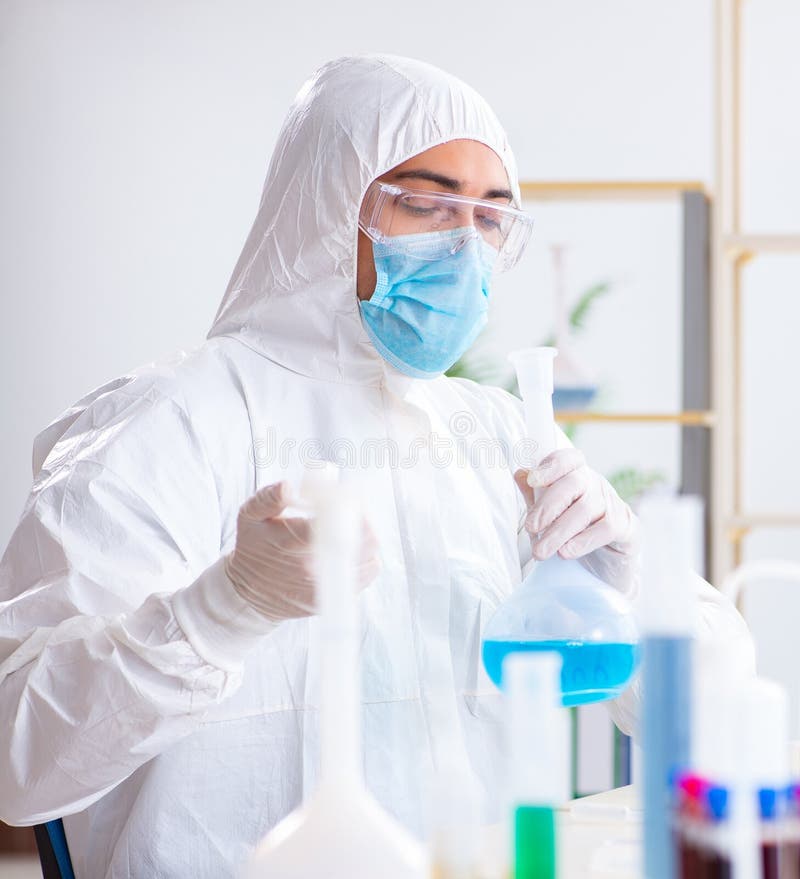 Young Chemist Student Working in Lab on Chemicals Stock Image - Image ...