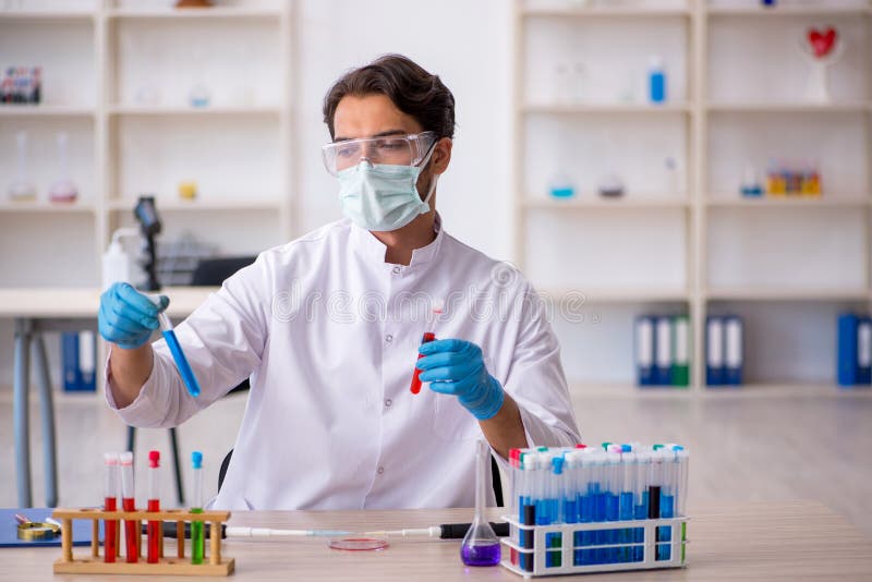 Young Male Chemist Working at the Lab Stock Image - Image of researcher ...