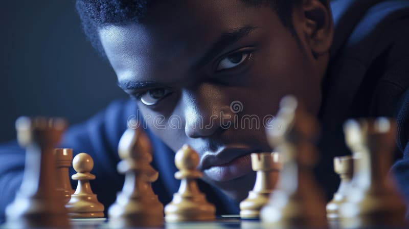 Young Chess Player Concentrating on Board Game, Making Strategic Move ...