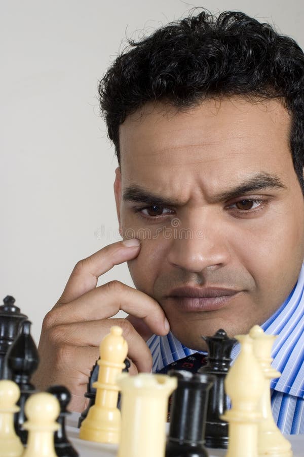 Young Chess Player Thinking of Right Move Stock Photo - Image of battle ...