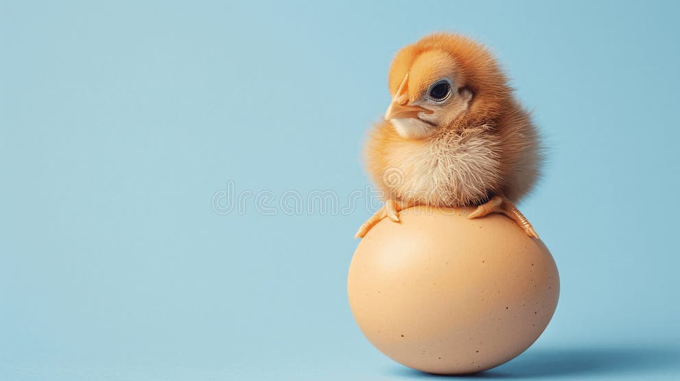 Young Chick Sitting Inside the Lower Half of an Eggshell Stock ...