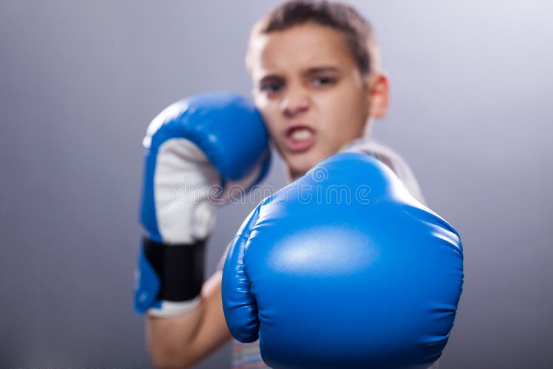 Young Child with Boxing Gloves Stock Photo - Image of active ...