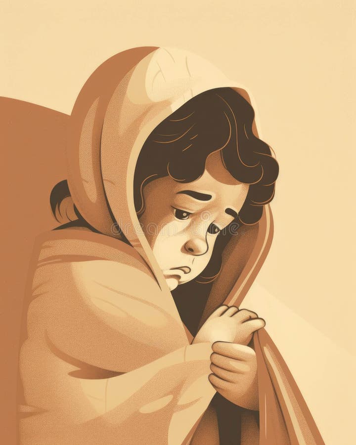 A Young Child Clutching a Security Blanket Feeling Safe. AI Generation ...