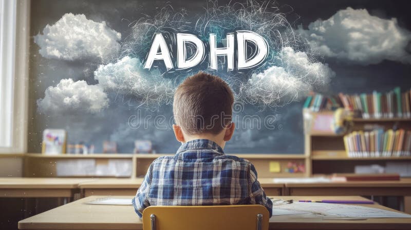 Young Child Diagnosed with ADHD is Concentrating on Learning in a ...