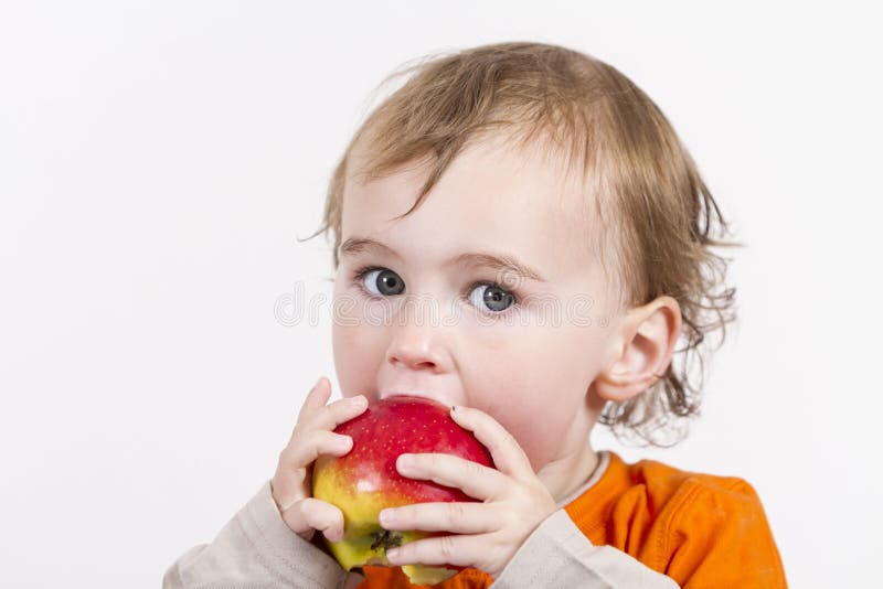 Young Child Eating Red Apple Stock Image - Image of fruit, lifestyles ...