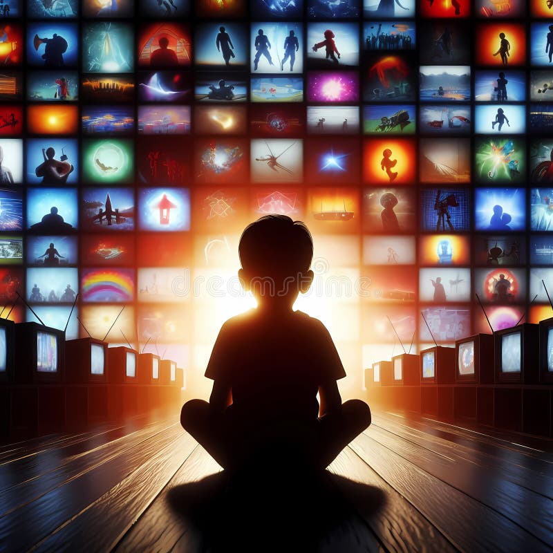 Young Child Excessive Screen Time Stock Illustration - Illustration of ...