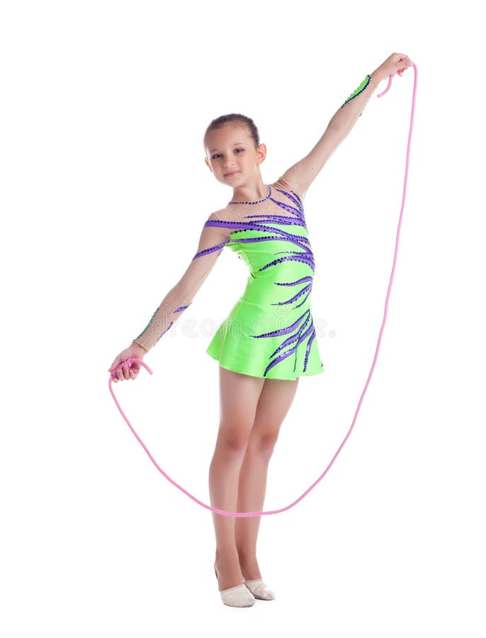 Young Child Gymnast Posing with Skipping Rope Stock Image - Image of ...