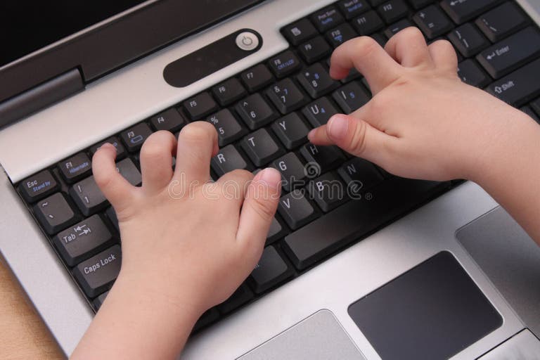 Young Child Learning Computer Stock Photo - Image of finger ...