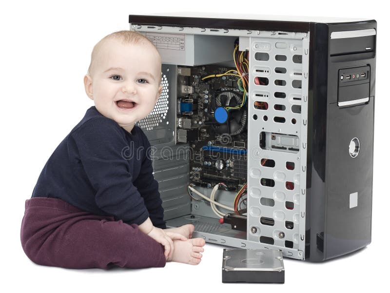 Young Child with Open Computer Stock Photo - Image of laugh ...