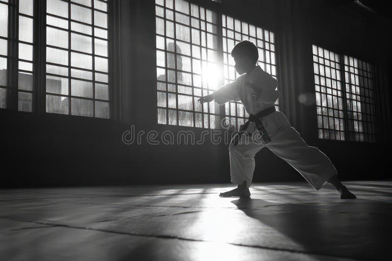 Young Child Practicing Karate with Intensity Stock Image - Image of ...