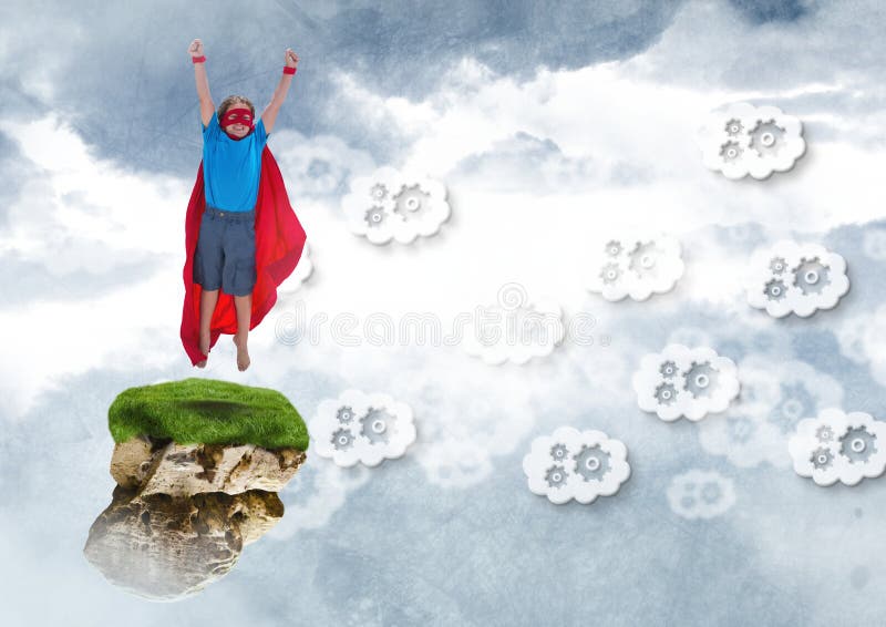 Male Superhero floating stock illustration. Illustration of determined ...