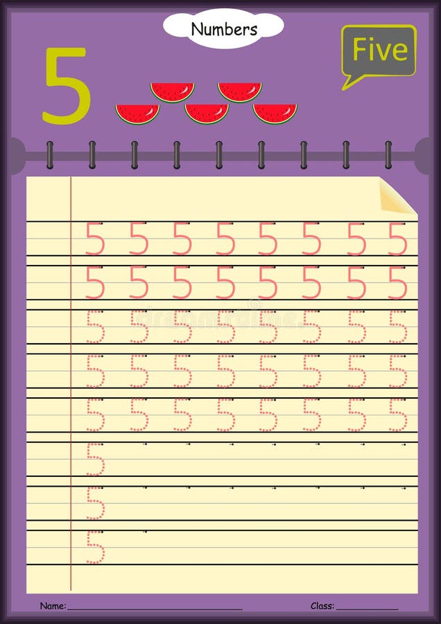 Young Children Learn To Write Numbers, Homework for Kids Stock ...